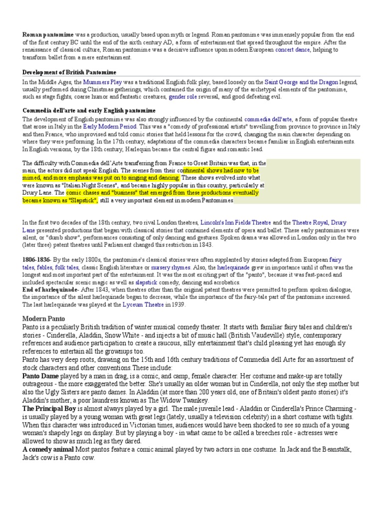 Development of British Pantomime: Concert Dance | PDF | Performing Arts ...