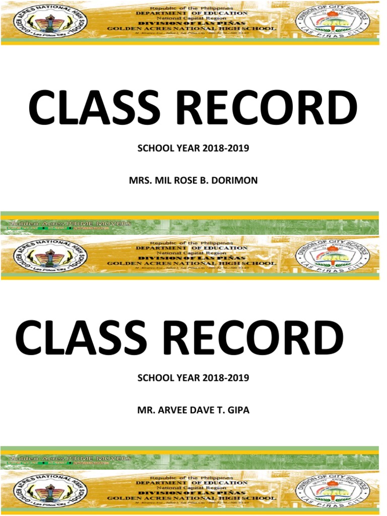 Class Record: SCHOOL YEAR 2018-2019 | PDF | Wellness | Science ...