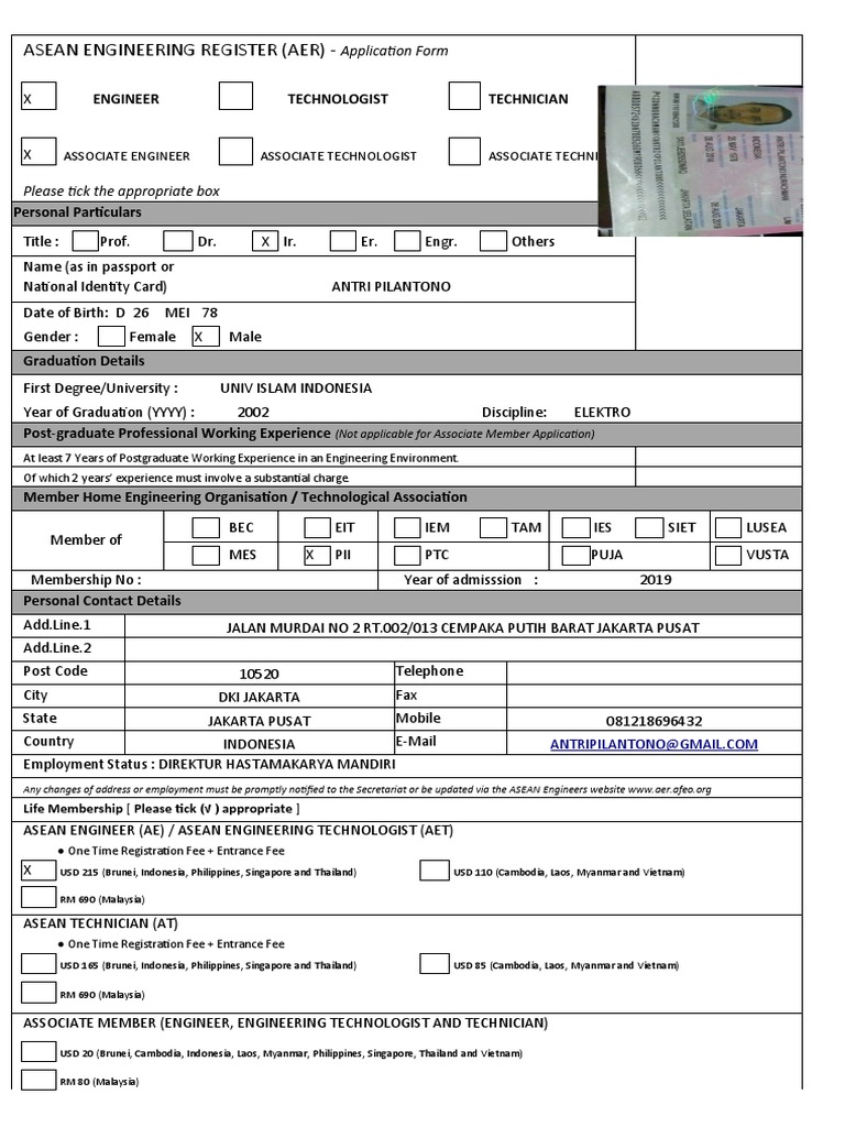 Asean Engineering Register (Aer) - : Associate Engineer Associate ...