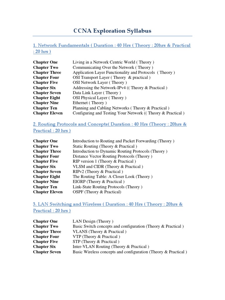 Ccna Exploration Syllabus | PDF