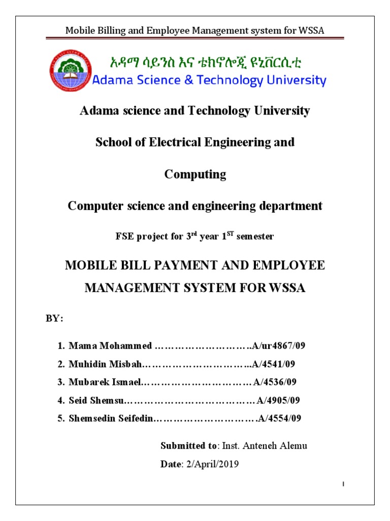Adama Science and Technology University School of Electrical ...