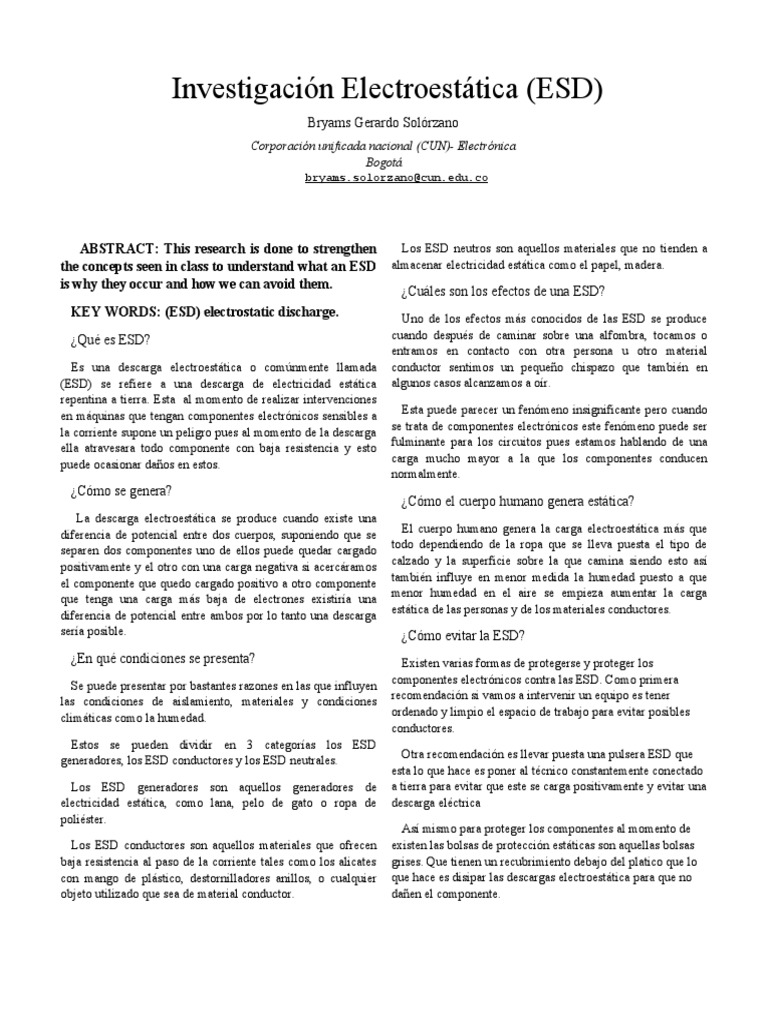 Qué Es ESD | PDF | Electrostática | Descarga electrostática