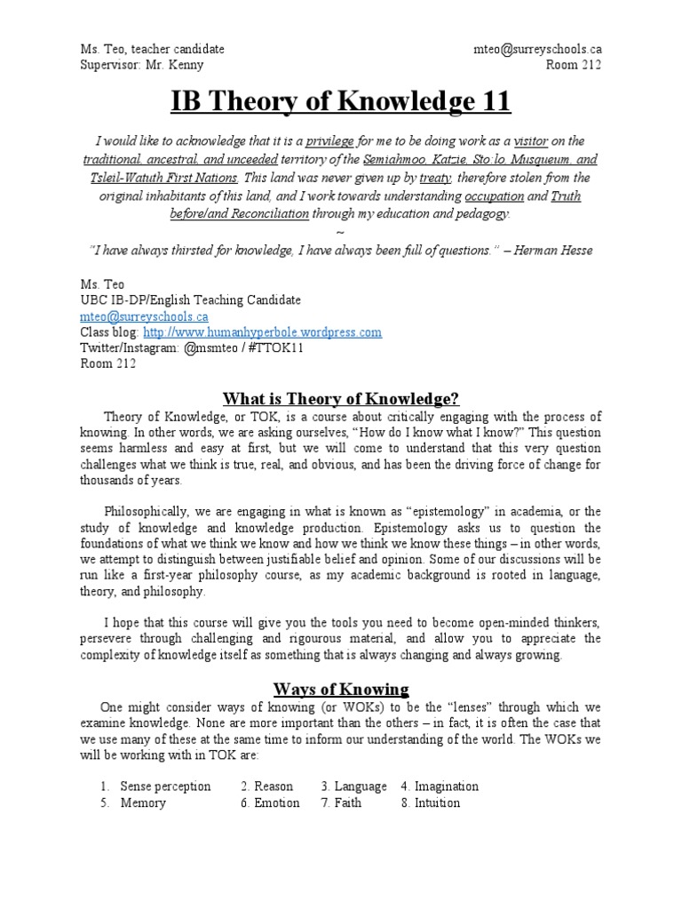 What Is Theory of Knowledge? | PDF | Science | Reason