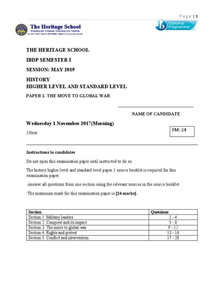 IBDP History Paper 1 First Semester Questions | PDF | Unrest