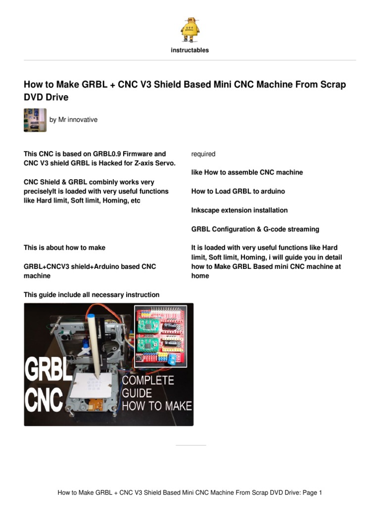 How To Make GRBL CNC V3 Shield Based Mini CNC Mach 1 | PDF | Numerical Control | Arduino