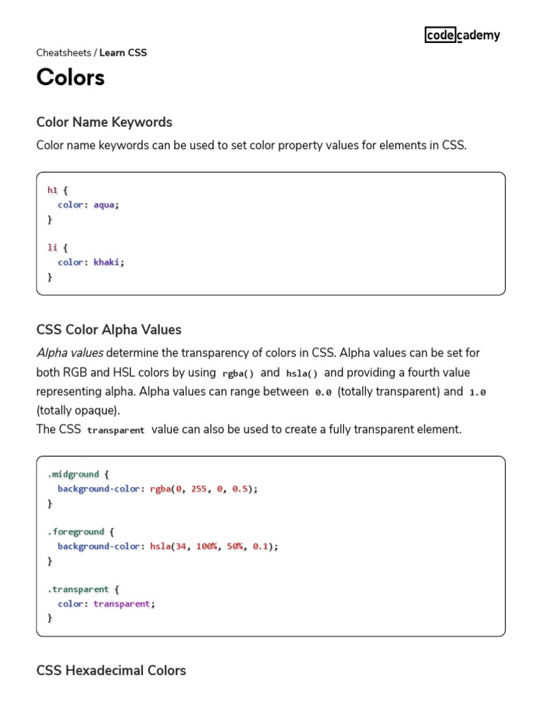 Colors: Color Name Keywords | PDF