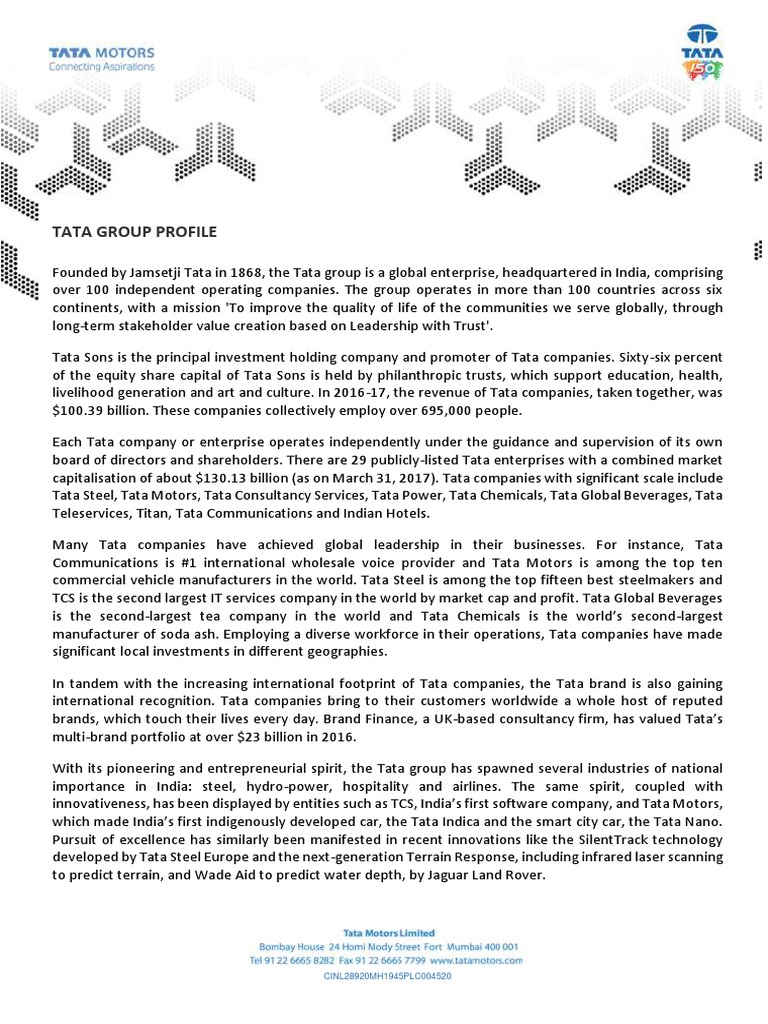 Tata Group Profile English | PDF