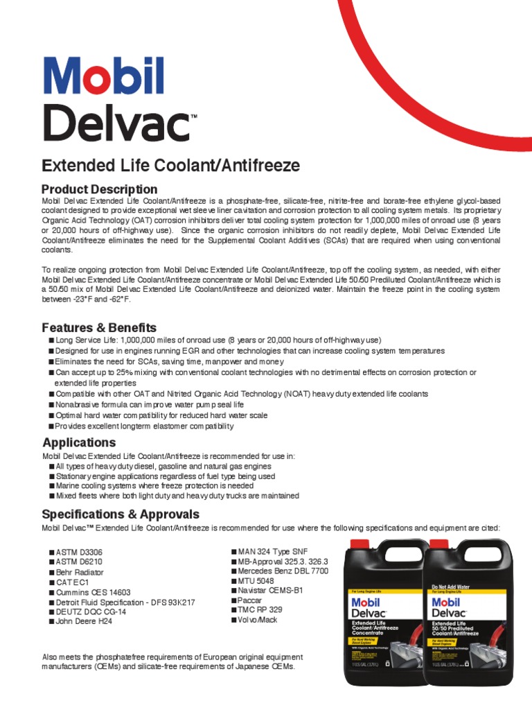 Extended Life Coolant/Antifreeze: Product Description | PDF | Exxon ...