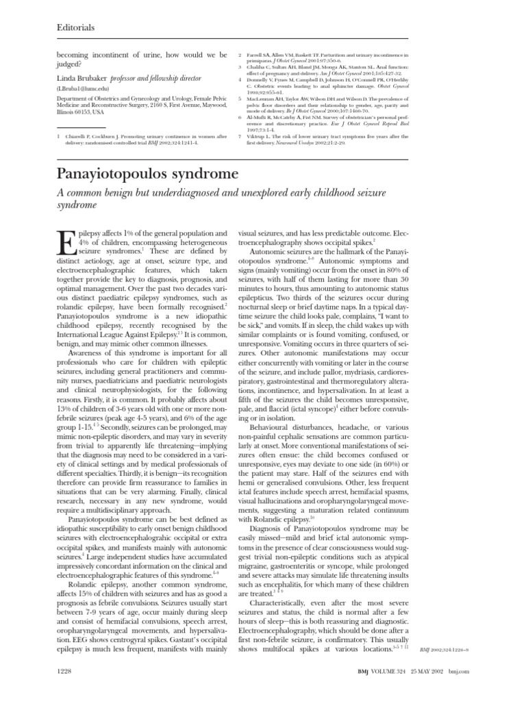 Panayiotopoulos Syndrome: A Common Benign But Underdiagnosed and ...