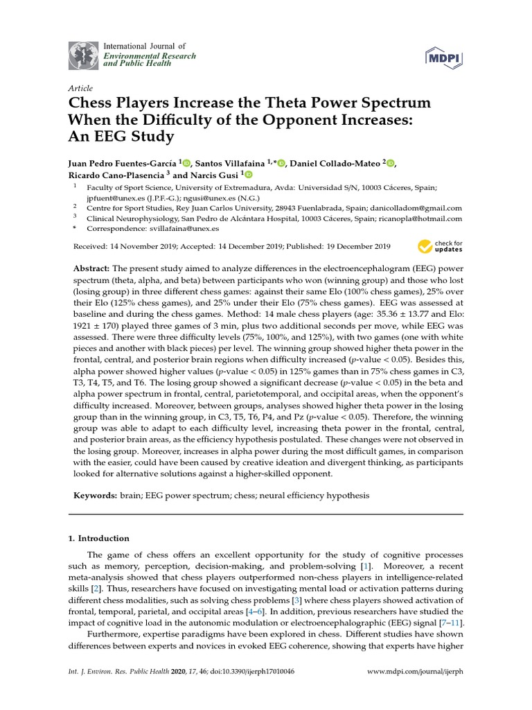 Chess Players Increase The Theta Power Spectrum When The Di An EEG ...