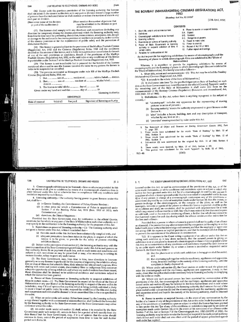 Maharashtra Cinema Regulation Act & Rules | PDF