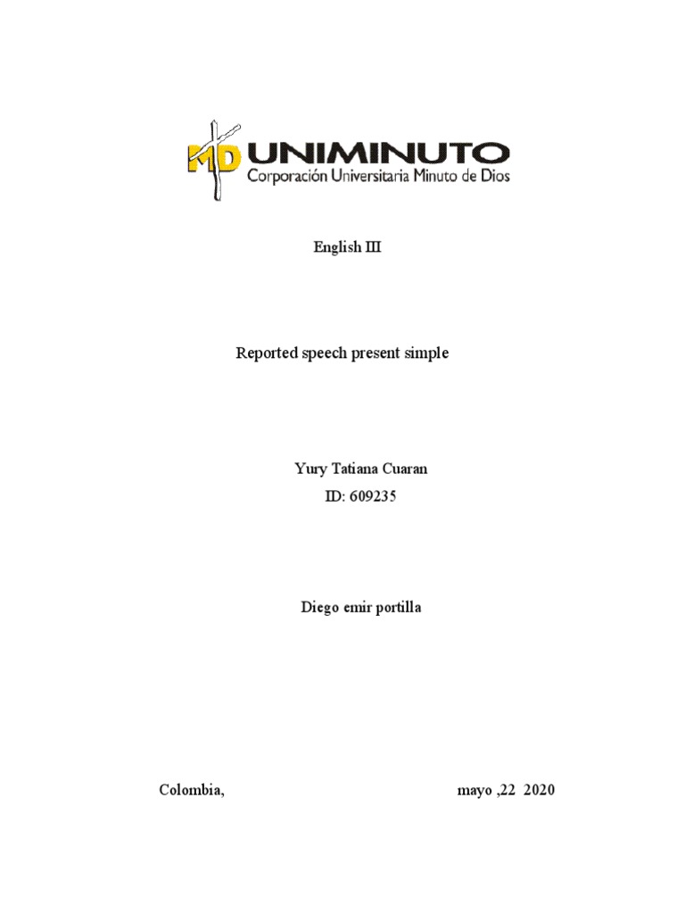 Present Simple Reported Speech Exercises | PDF