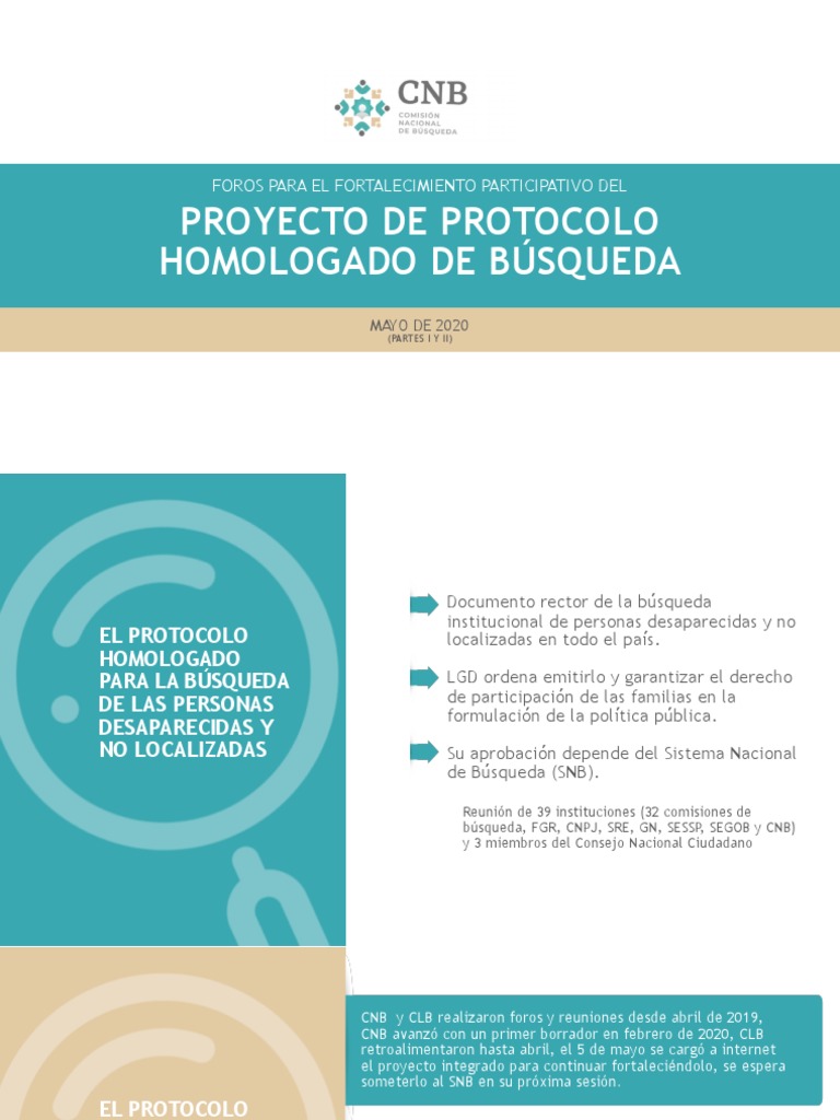 Presentación Del Proyecto Del Protocolo Homologado de Búsqueda de ...
