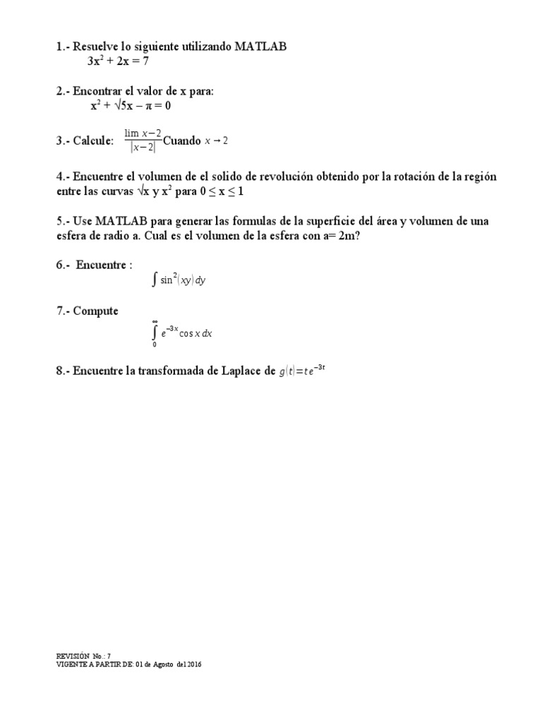 Examen MATLAB Final | PDF