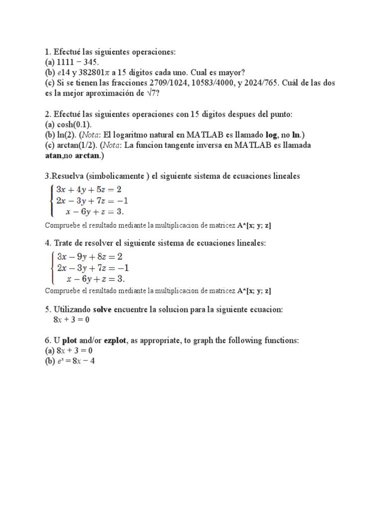 Examen MATLAB Medio Curso | PDF