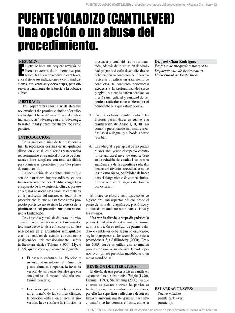 Puente Voladizo PDF | PDF | Anatomia dental | Odontología
