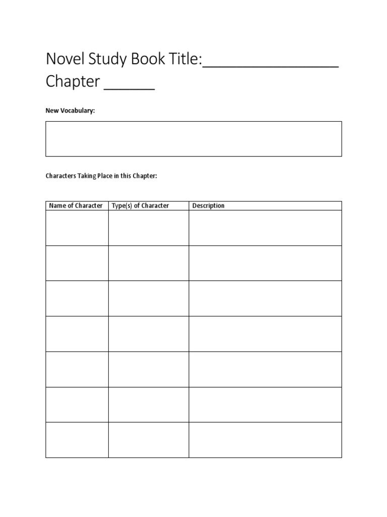 novel analysis chart