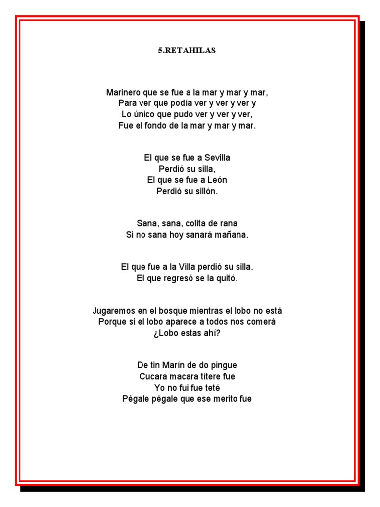 11 Ejemplos de Retahílas | PDF