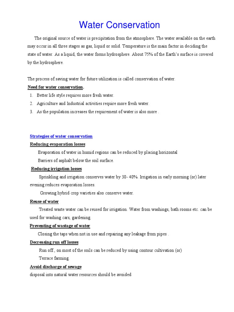 Water Conservation Techniques & Rainwater Harvesting | PDF | Water ...