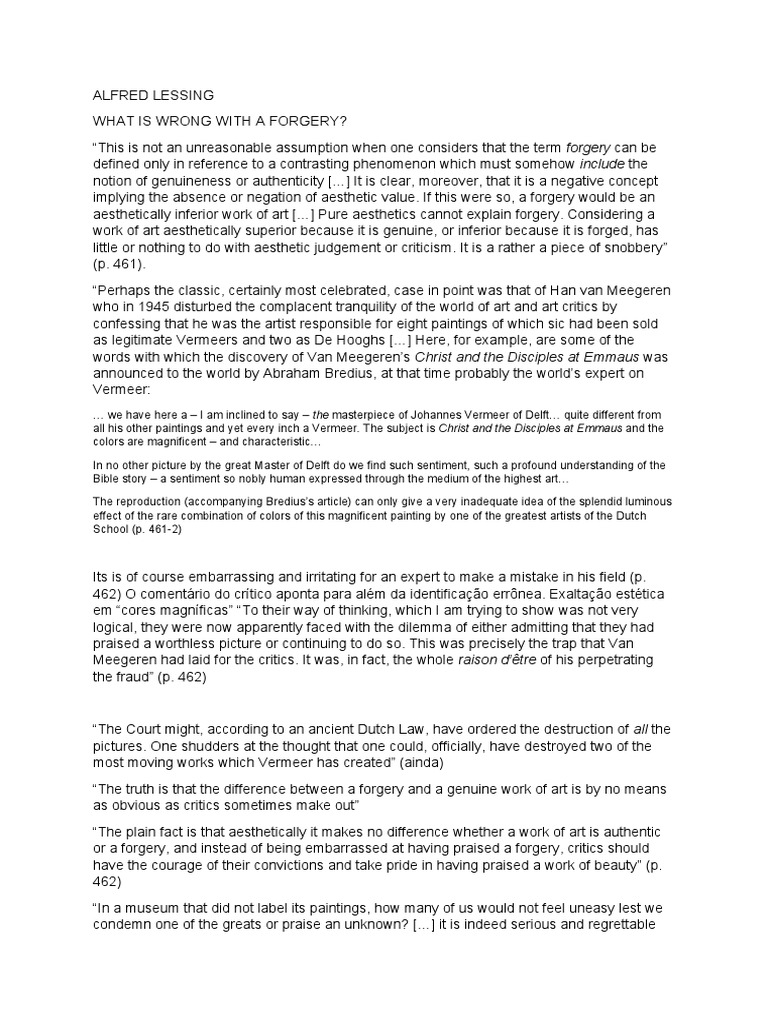 Alfred Lessing | PDF | Forgery | Aesthetics