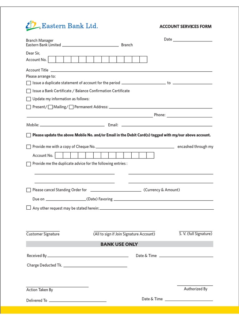 Account Services Form | PDF