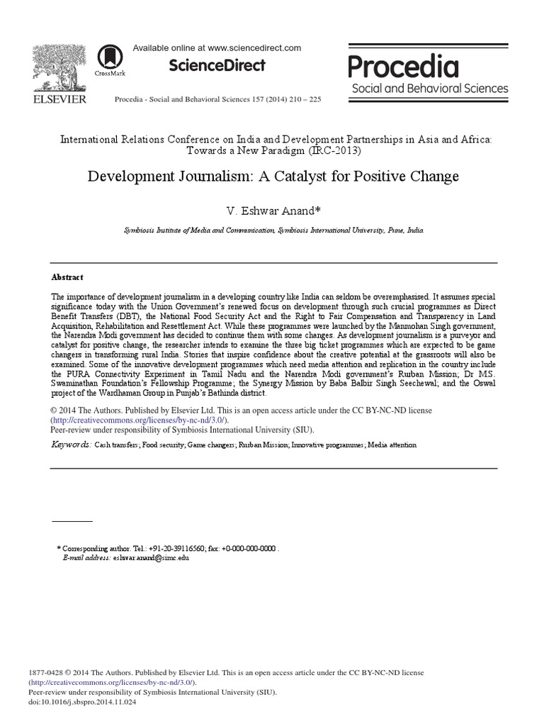 Development Journalism: A Catalyst For Positive Change: Sciencedirect ...