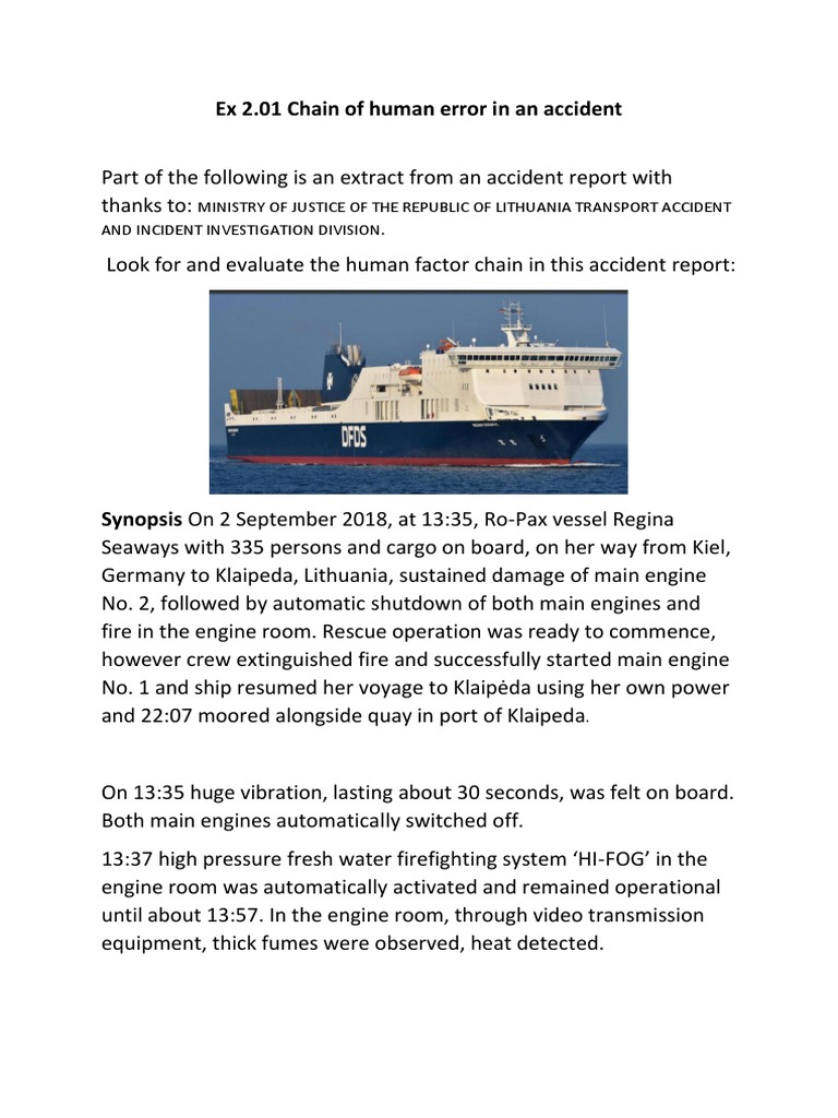 Ex 2.01 Human Error Chain in An Accident | PDF | Ships | Firefighting