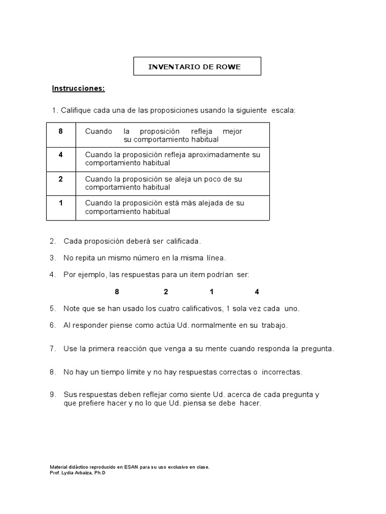 Test de Rowe | Descargar gratis PDF | Conceptos psicologicos | Cognición