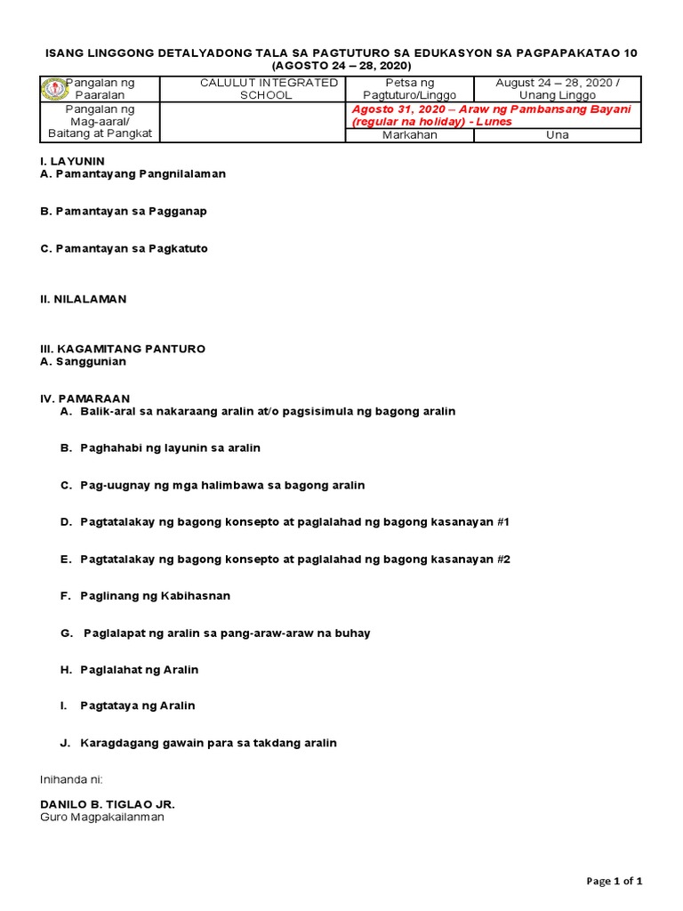 DLP Template Filipino | PDF