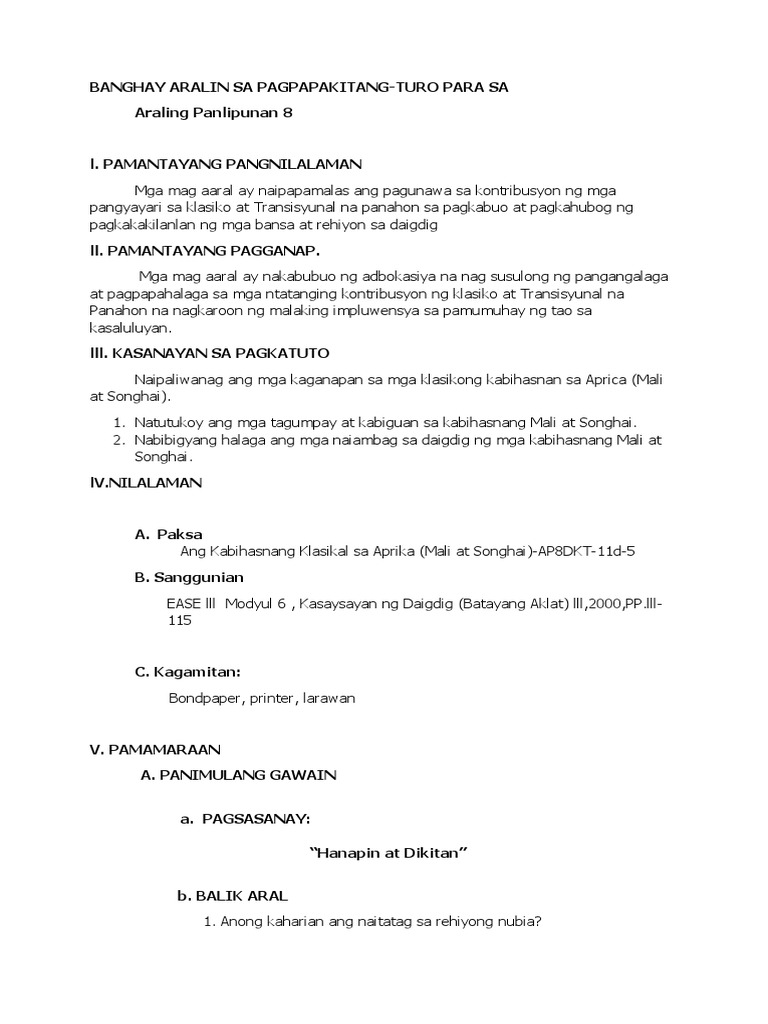 Ap8-Lesson Plan | PDF
