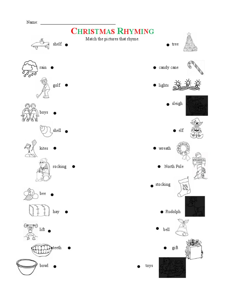 Christmas Rhyming Picture Match | PDF