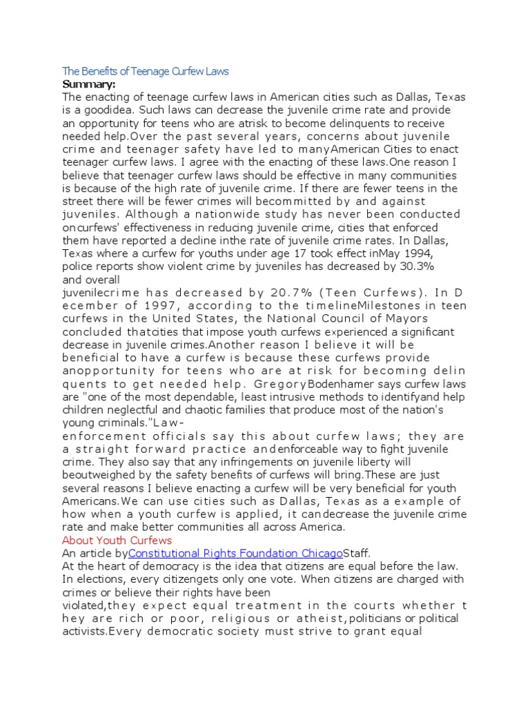 Youth Curfews: Safety vs. Rights | PDF | Juvenile Delinquency | Youth