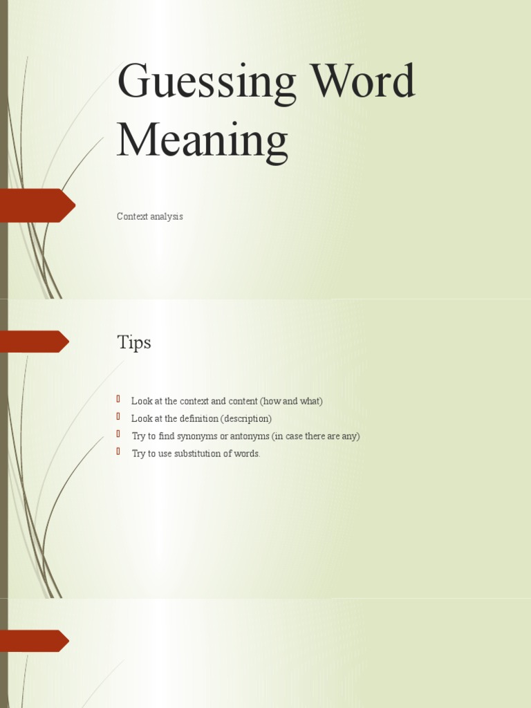 Guessing Word Meaning: Context Analysis | PDF | Recreation | Hobbies