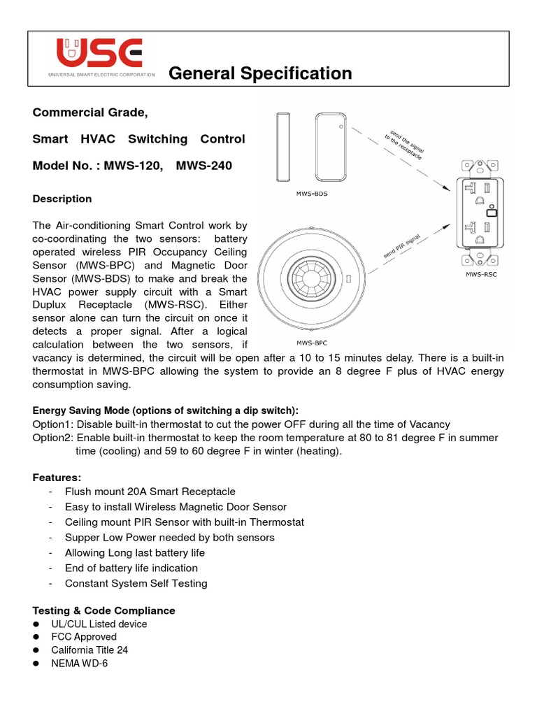 General Specification: Commercial Grade, Smart HVAC Switching Control ...