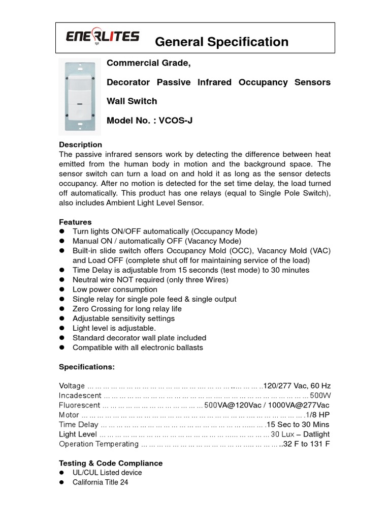 Hvac Occupancy Sensor | PDF