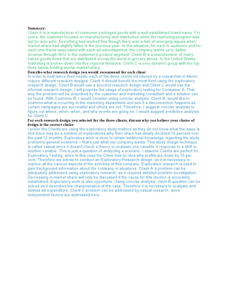 Summary | PDF | Research Design | Customer
