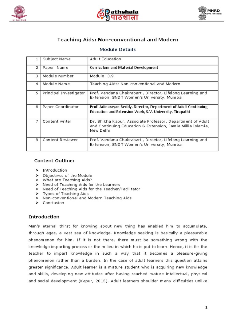 Non-Conventional and Modern Teaching Aids | PDF | Multimedia | Teachers