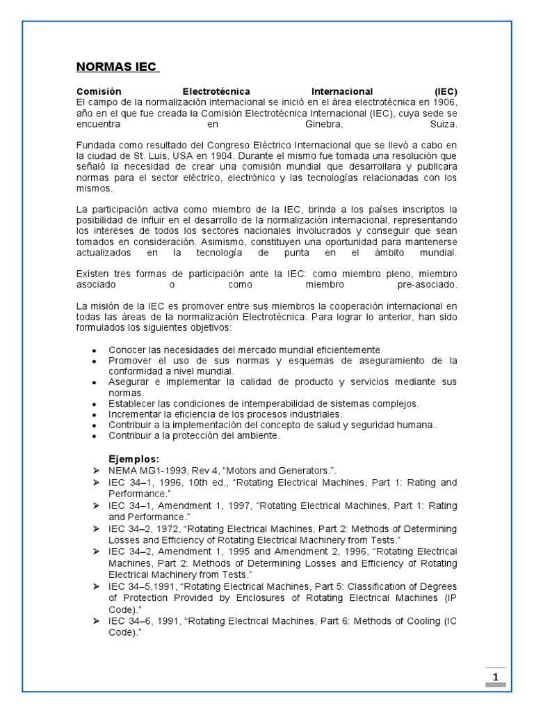 Normas | PDF | Comisión Electrotécnica Internacional | Corriente eléctrica