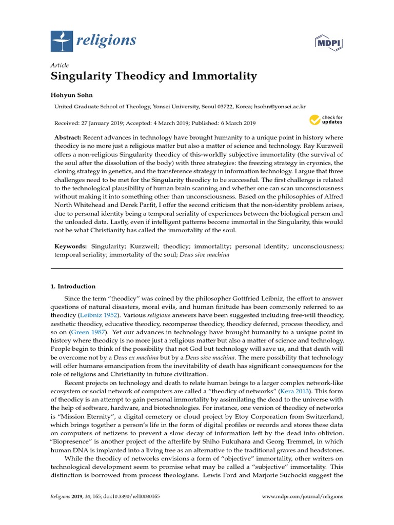 Religions: Singularity Theodicy and Immortality | PDF | Immortality | Soul