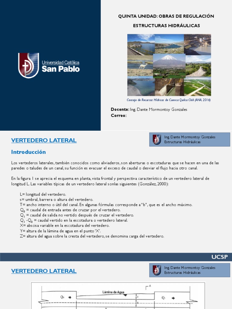 EH Vertedero Lateral | PDF | Descarga (hidrología) | Ecuaciones