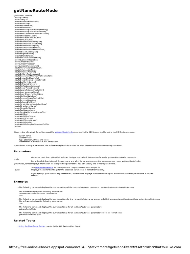 Getnanoroutemode | PDF | Parameter (Computer Programming) | Boolean Data Type