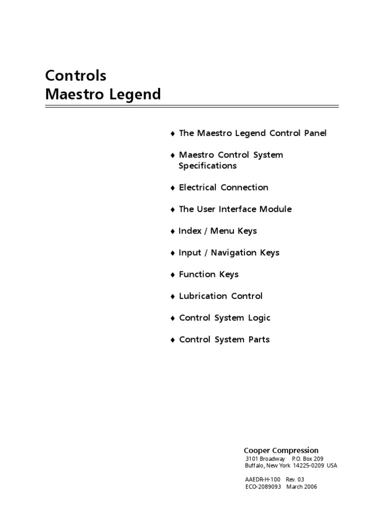 Maestro Legend Control Panel Overview | PDF | Menu (Computing ...