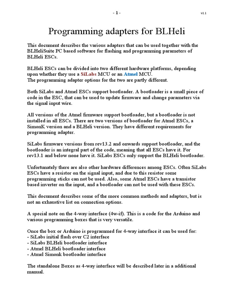 BLHeli Programming Adapters | PDF | Arduino | Electrical Connector