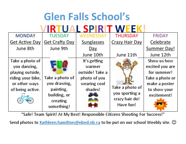 Glen Falls Virtual Spirit Week 2023 | PDF