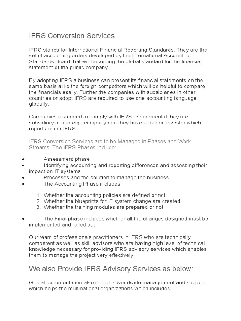 IFRS Conversion Services | Download Free PDF | International Financial ...