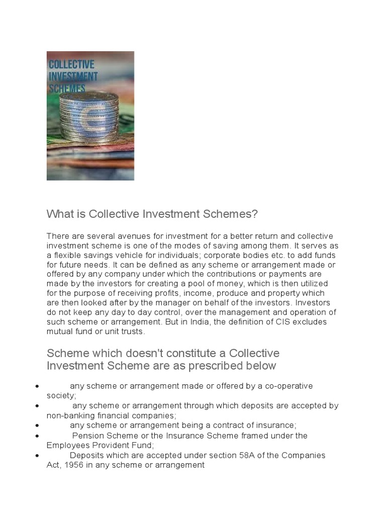 Collective Investment Scheme | PDF | Investment Fund | Saving