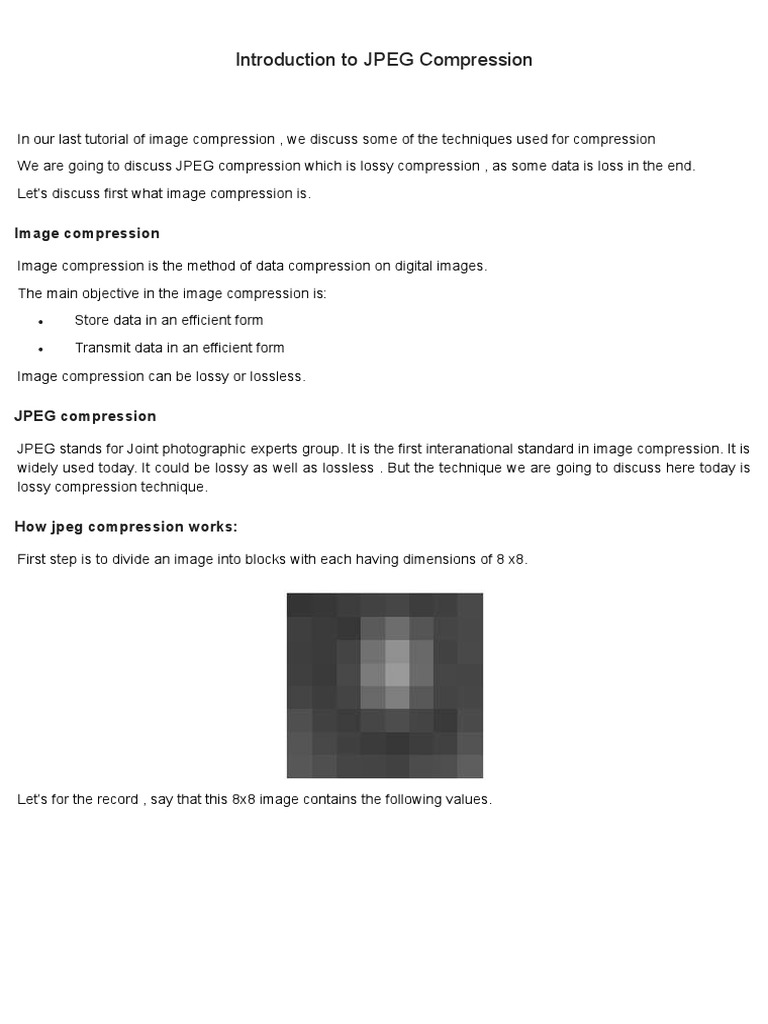 Introduction To JPEG Compression - Tutorialspoint | PDF | Data ...