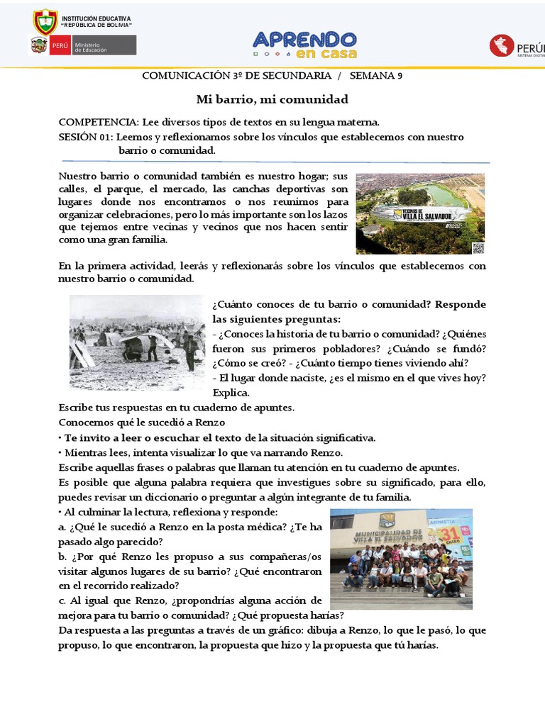 Comunicación 3º Sesión 01 Semana 9 | PDF