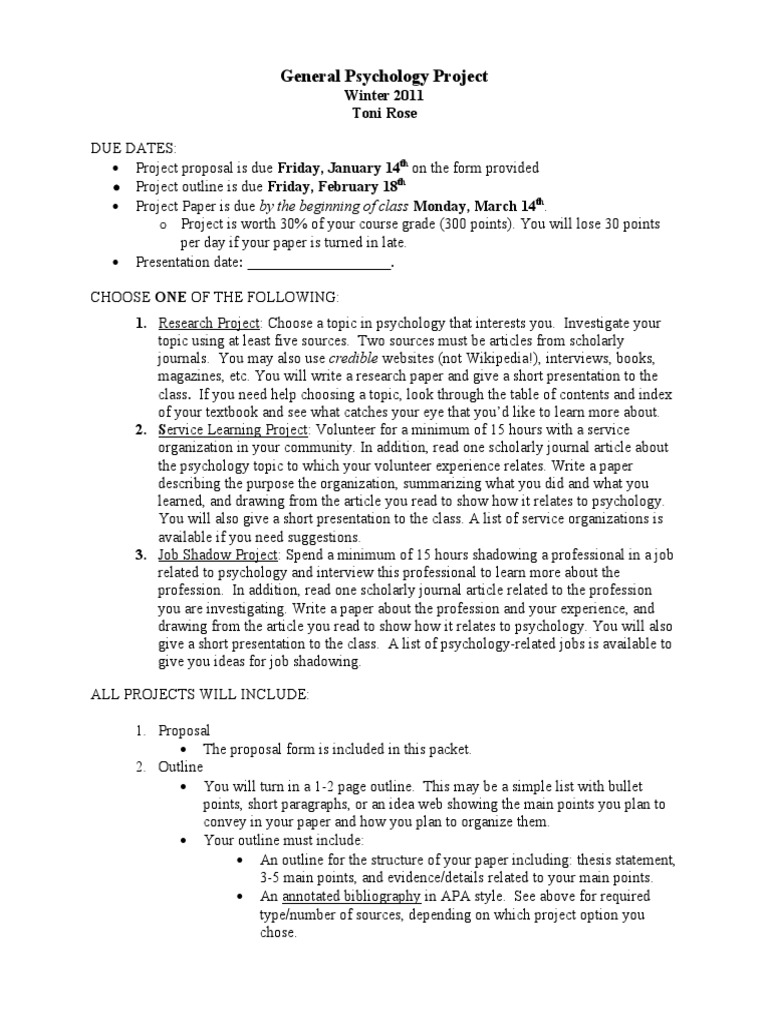 Project Guidelines | PDF | Apa Style | Critical Thinking
