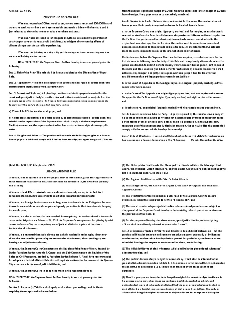 Efficient Paper Use Rule Summary | PDF | Notary Public | Affidavit